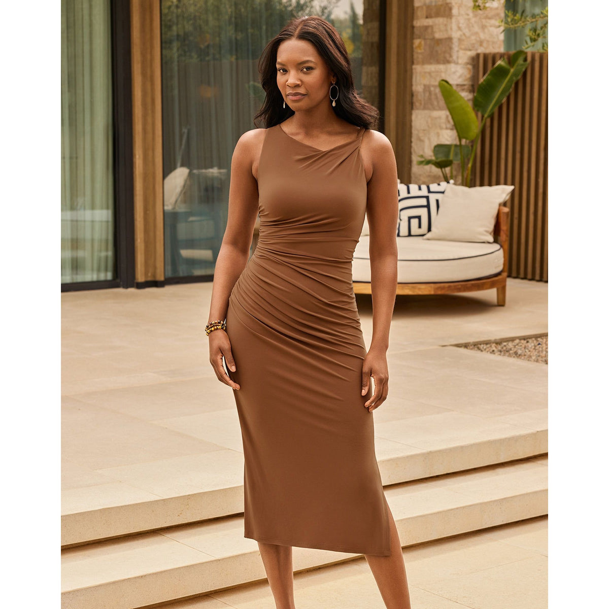 Maxi Bodycon Shaping Dress With Side Slit